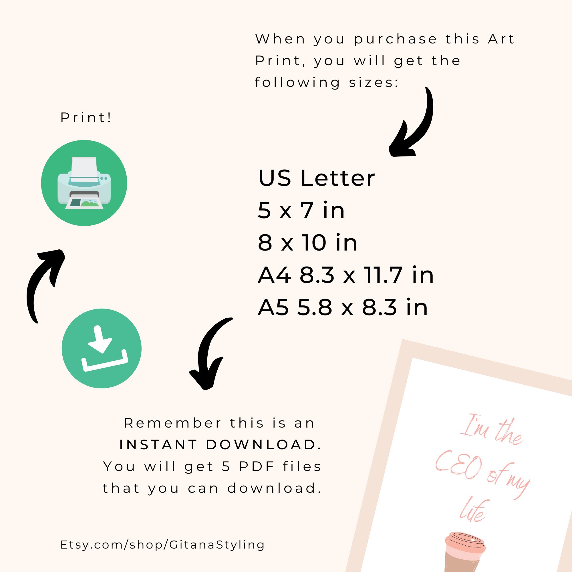 I Am the CEO of My Life | Unframed Print | 5 Different Sizes Included ...