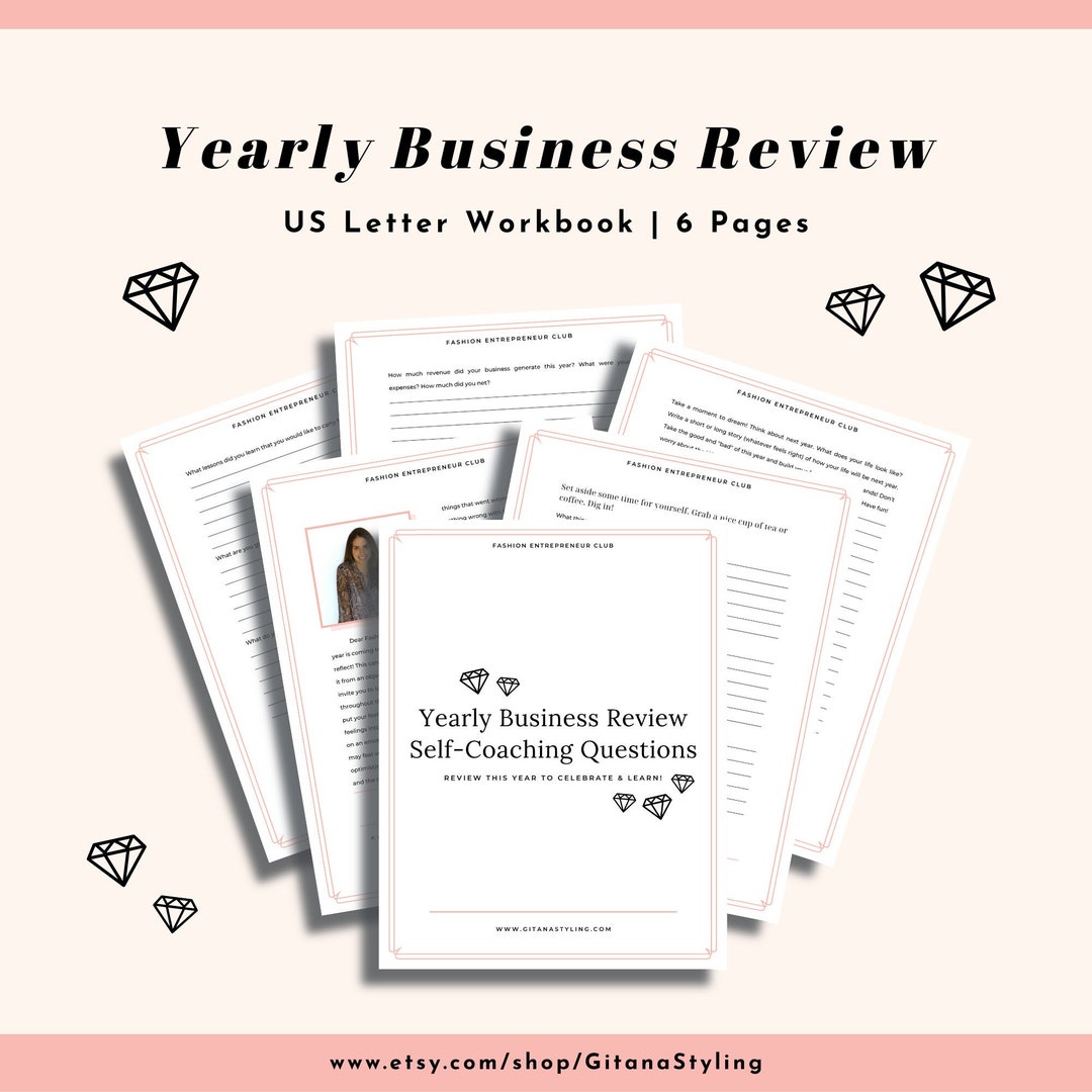 Yearly Business Review | Yearly Review Printable Workbook | US Letter ...