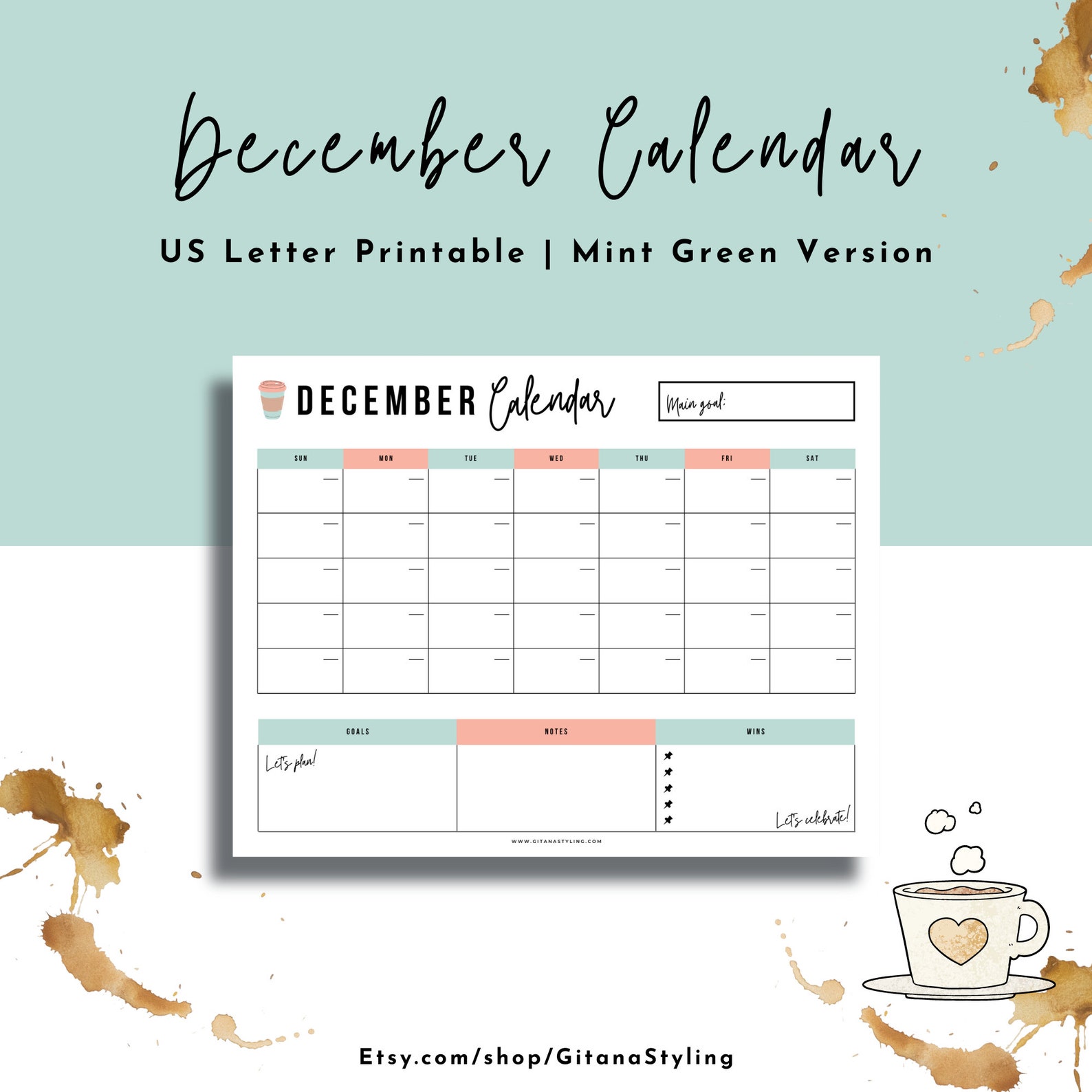 December Calendar 2021 Printable Set (3 Pdfs) | Monthly Calendar ...