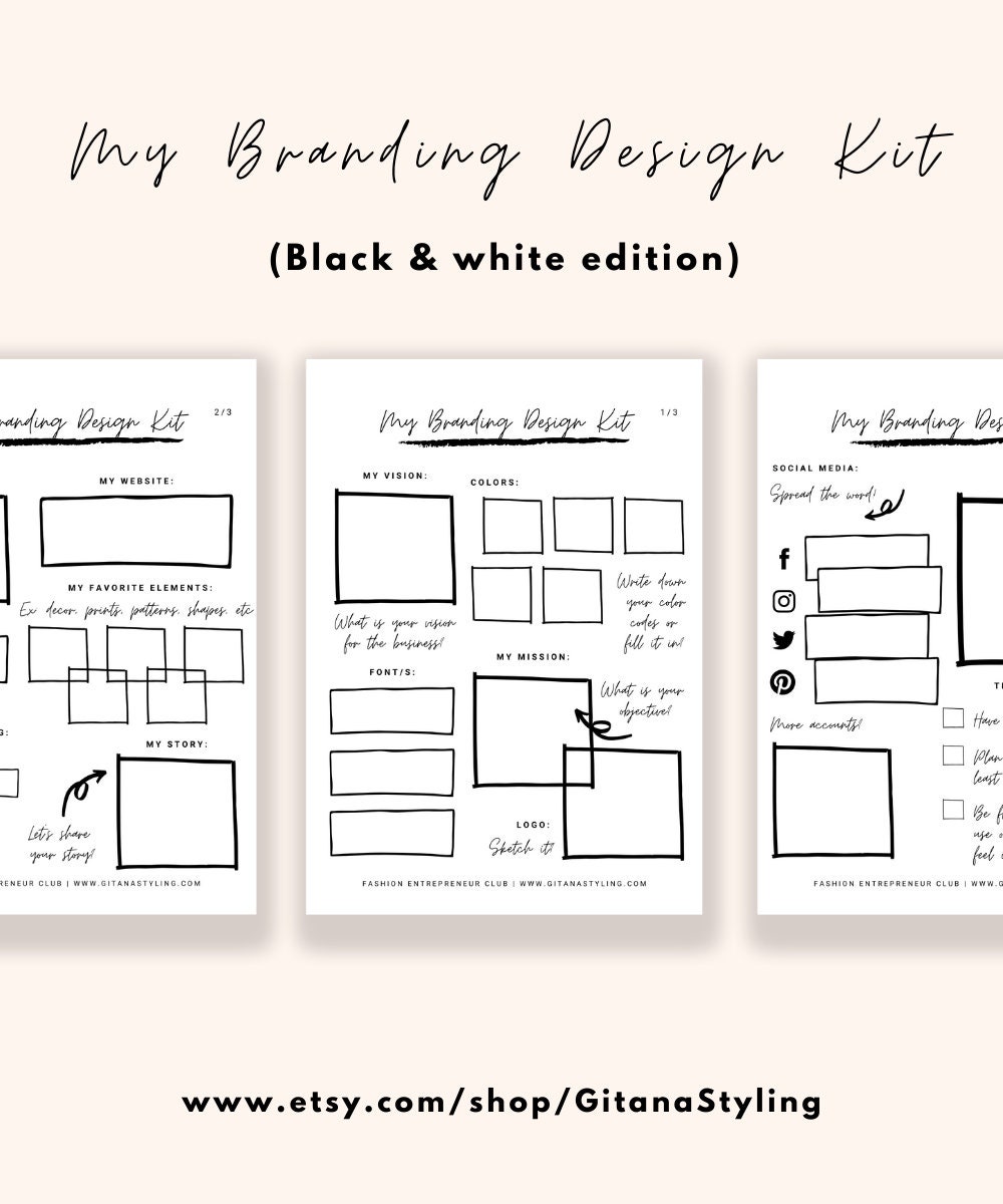 My Branding Design Kit Branding Set Branding Board black - Etsy