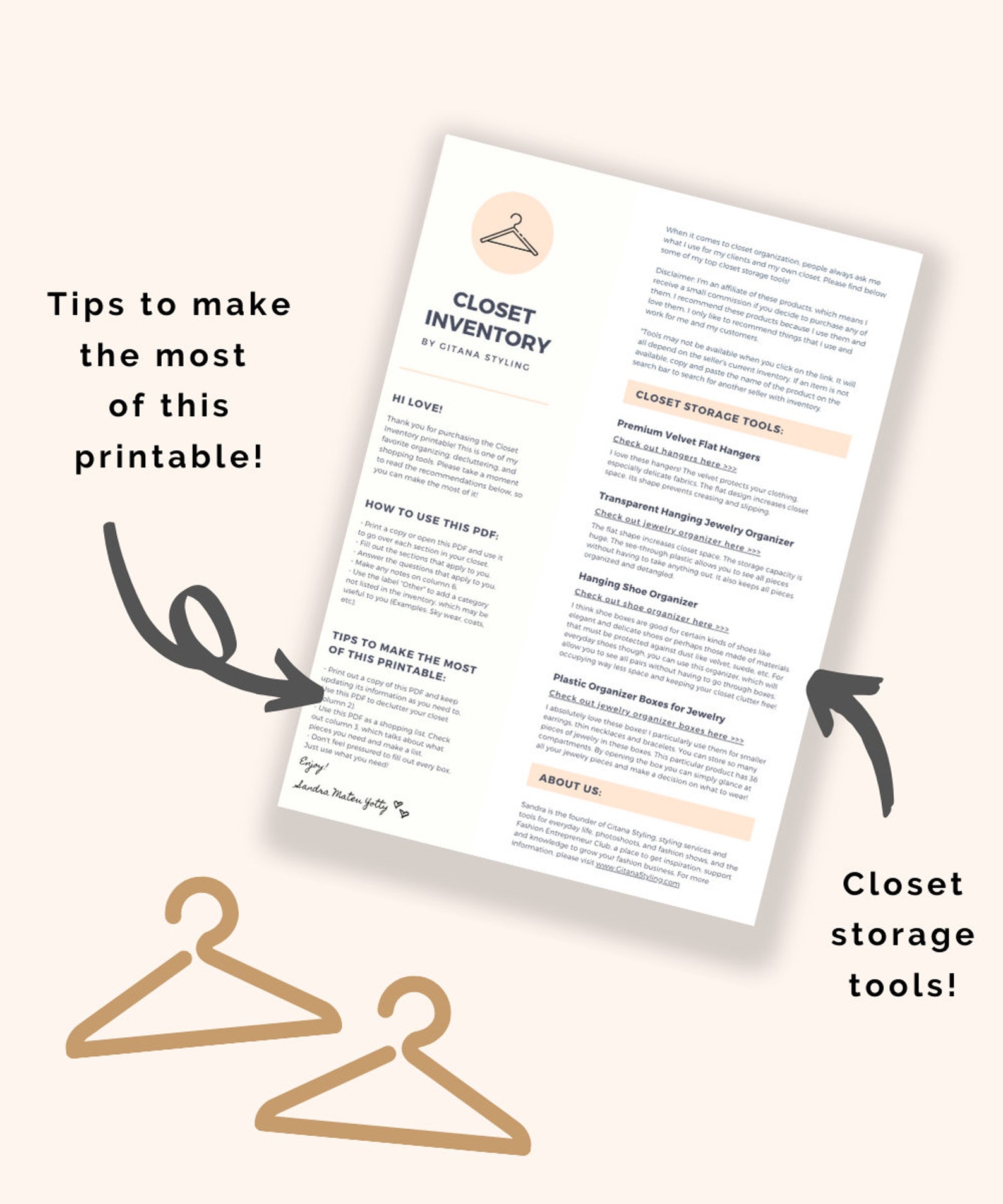 Closet Inventory Printable, Closet Organization, Instant Download, US ...