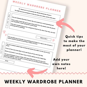 Weekly Wardrobe Planner Printable, Weekly Planner, Instant Download, US ...