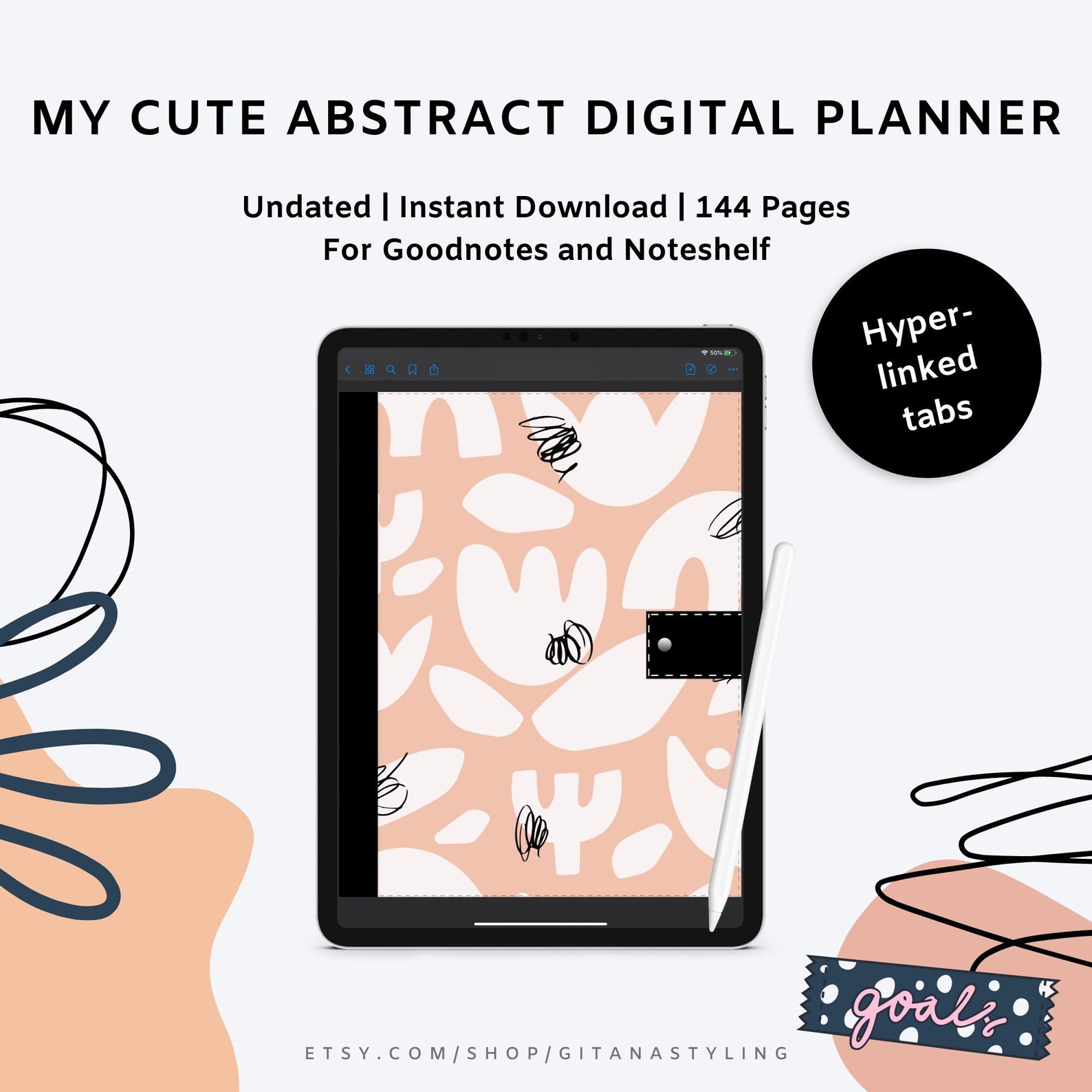 My Cute Abstract Digital Planner Pink Digital Planner for iPad Digital ...