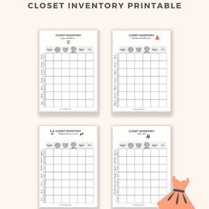 Closet Inventory Printable, Closet Organization, Instant Download, US ...