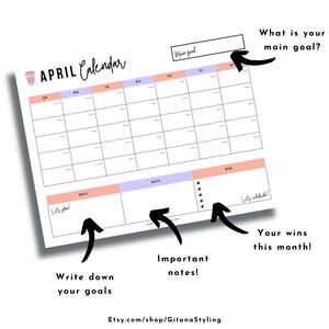 Undated Yearly Calendar | US Letter Size Printable Calendar | 12 Month ...