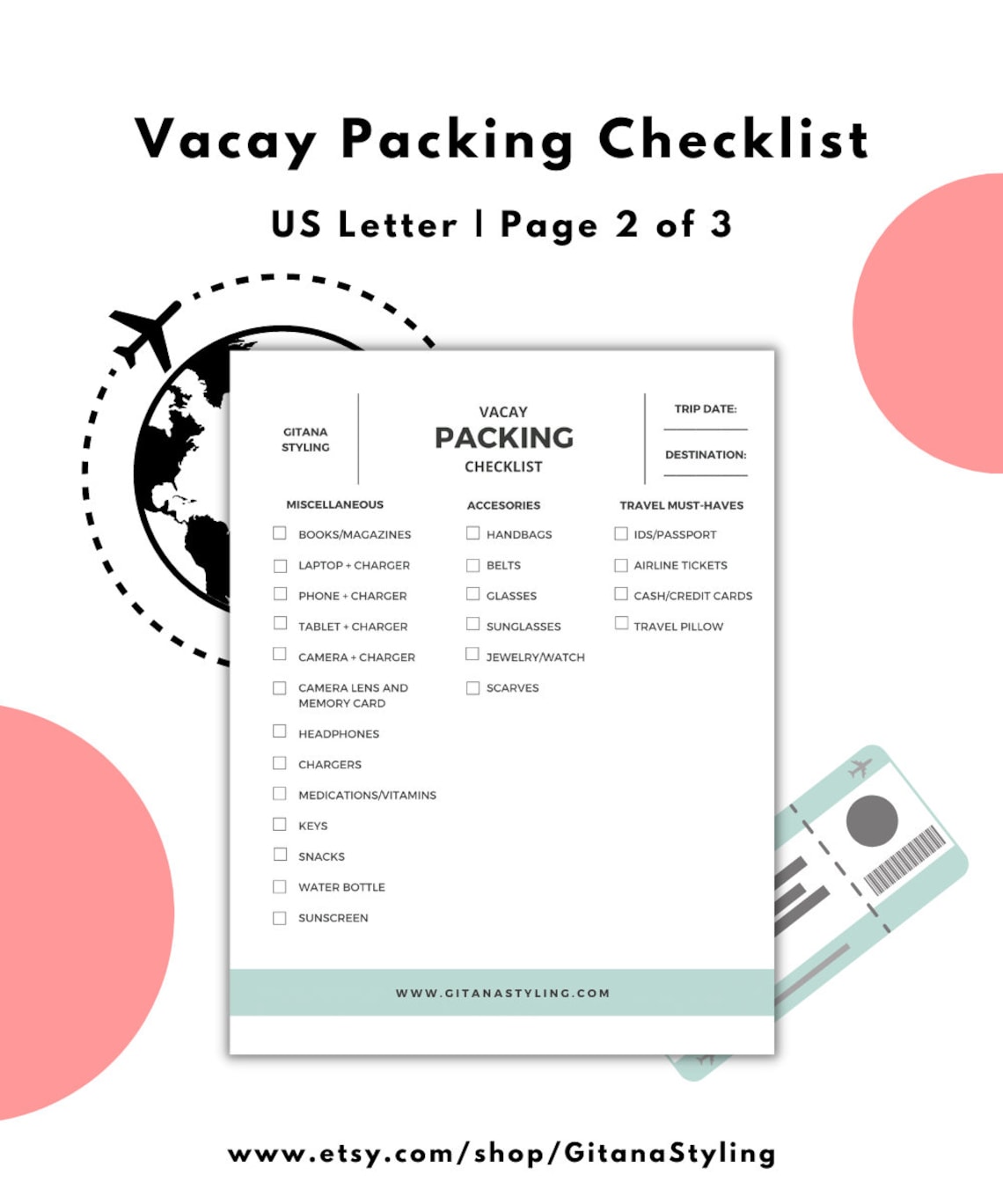 Vacay Packing Checklist | Vacation Planner Printable | Checklist ...
