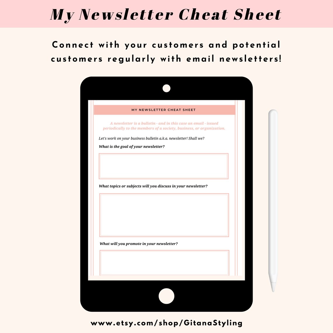 My Newsletter Cheat Sheet Email Newsletter Worksheet - Etsy
