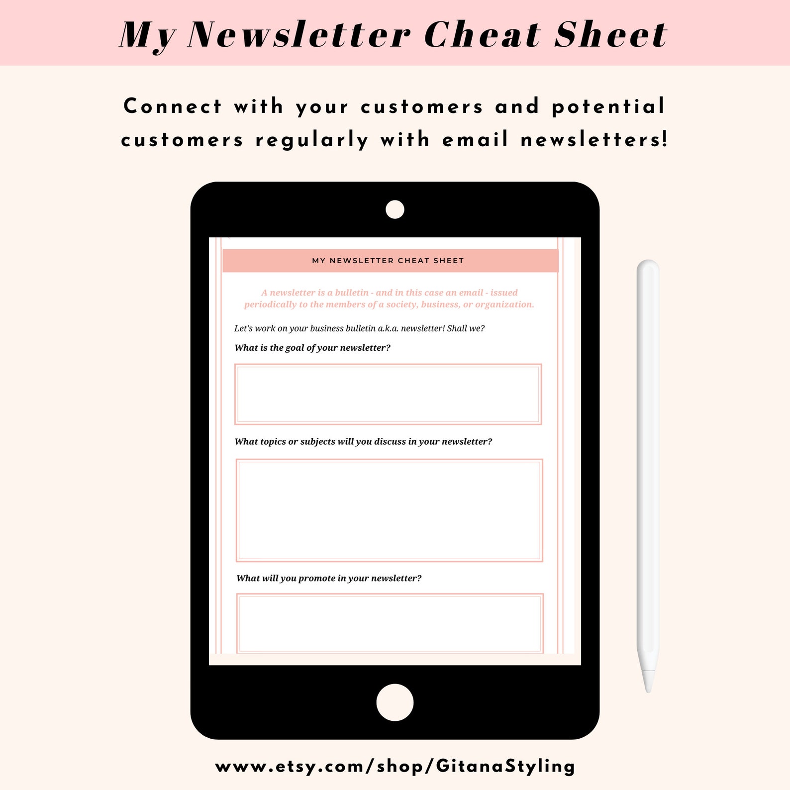 My Newsletter Cheat Sheet | Email Newsletter Worksheet | Newsletter ...