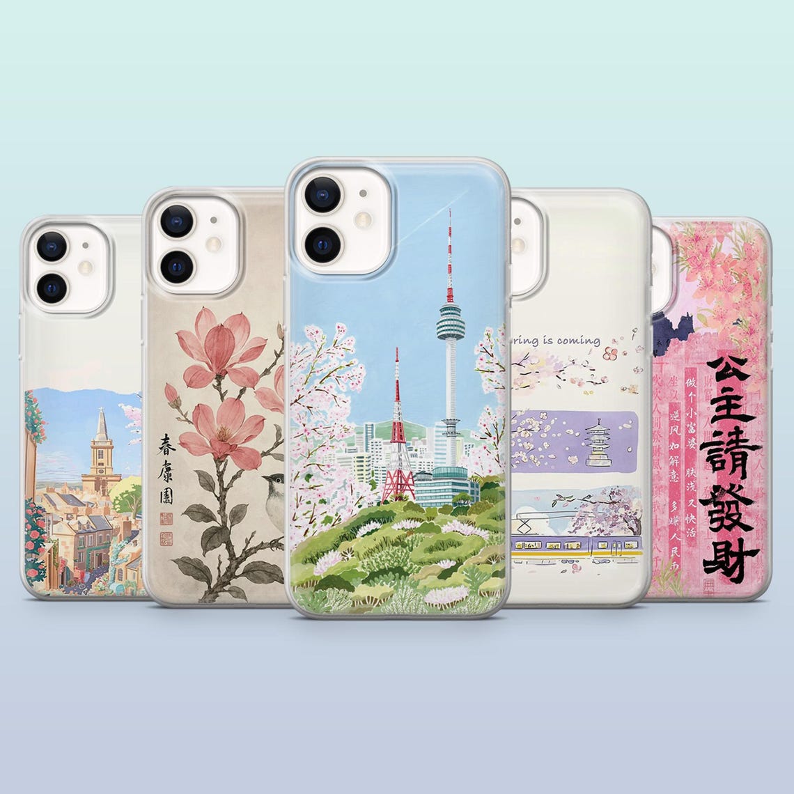 Korean Art Phone Case Asian Seoul Aesthetic for iPhone 16,15,14,13,12 ...