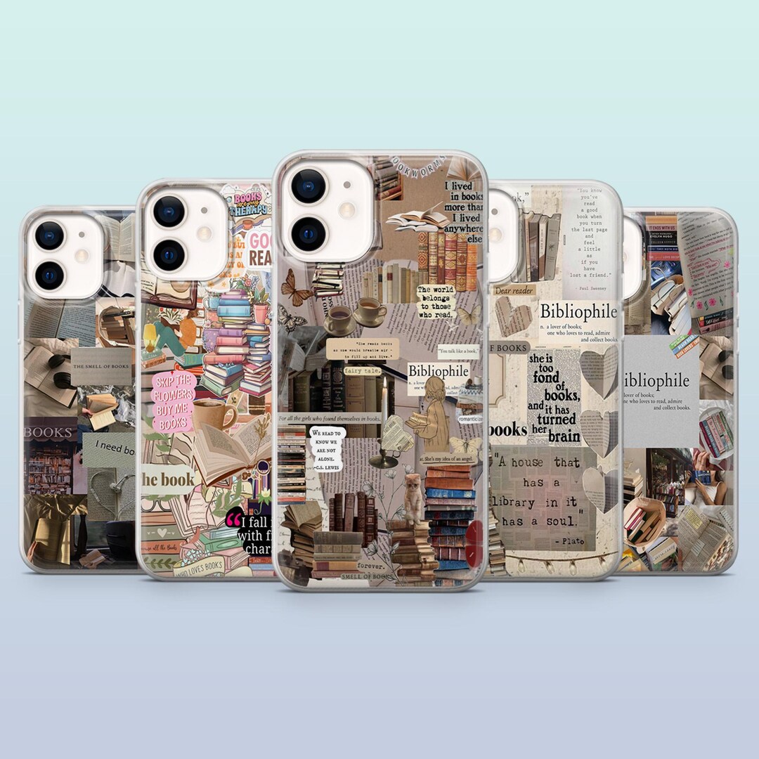 Book Lover Phone Case Bookish Collage Library Cover for iPhone 16,15,14 ...