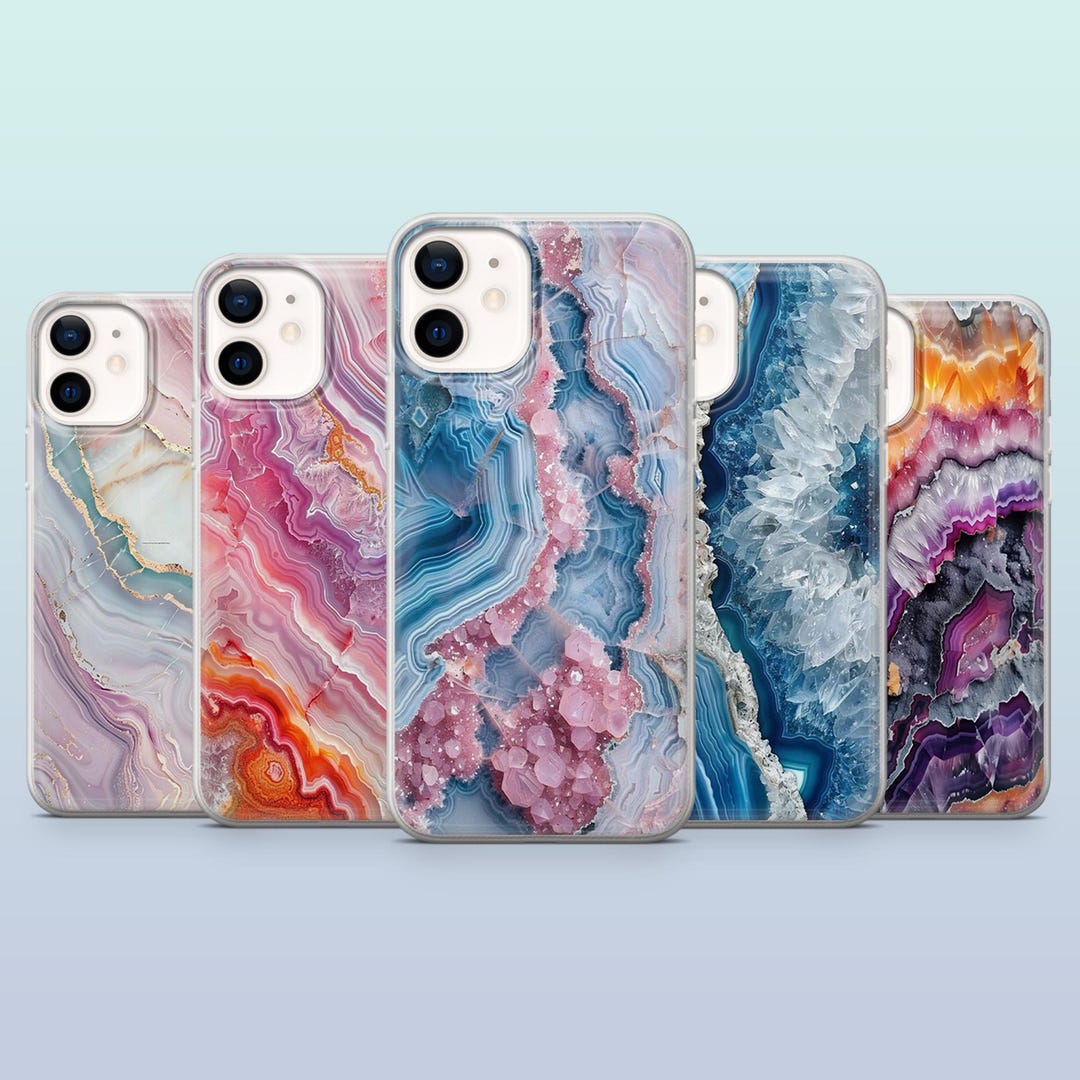 Geode Phone Case Crystal Quartz Gemstone Healing Cover for iPhone 16,15 ...