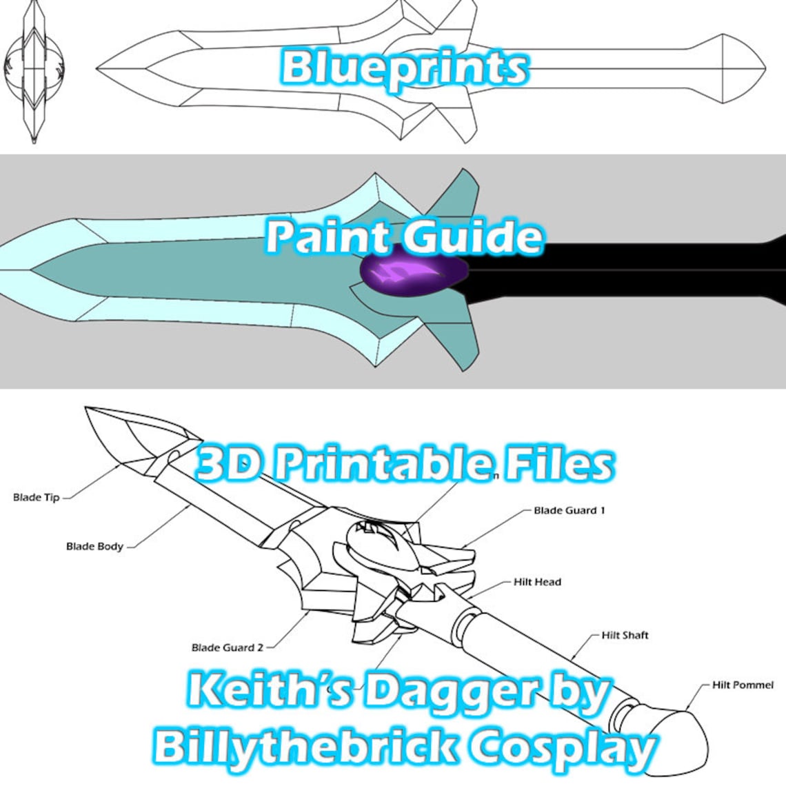 Voltron Inspired Prop Keith Galra Dagger for Cosplay STL - Etsy