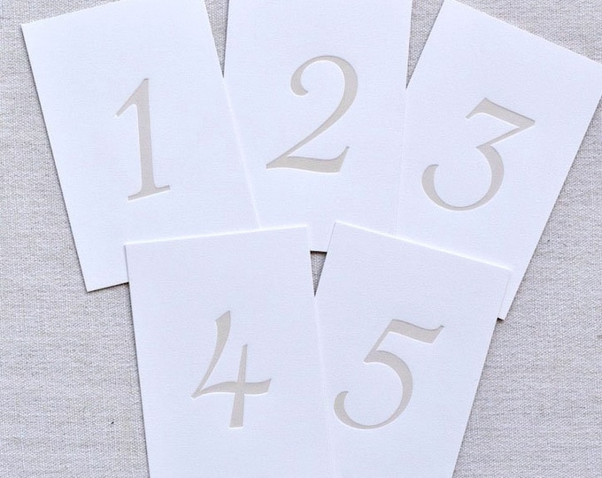 Boho Beige Letterpress Table Numbers | Set of 20 or 30 - Etsy