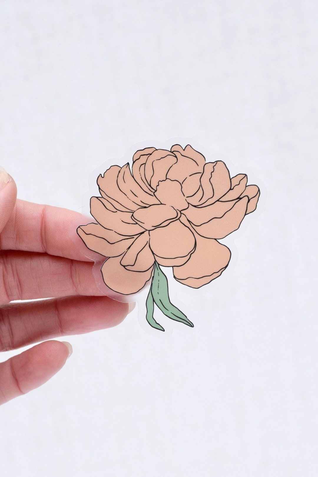 Coral Peony Sticker | Clear Vinyl Sticker | Laptop Sticker | Water ...