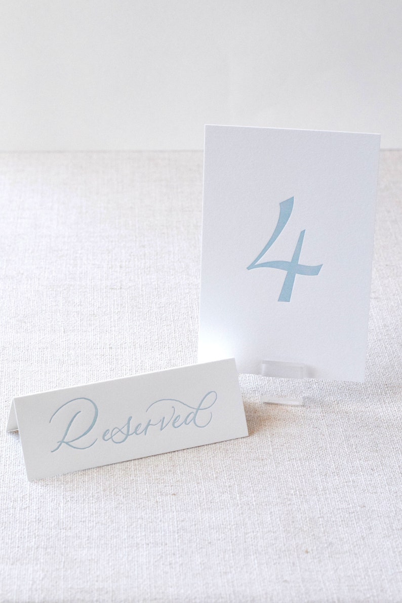 Antique Blue Letterpress Reserved Sign | Set of 8 | for Wedding and ...
