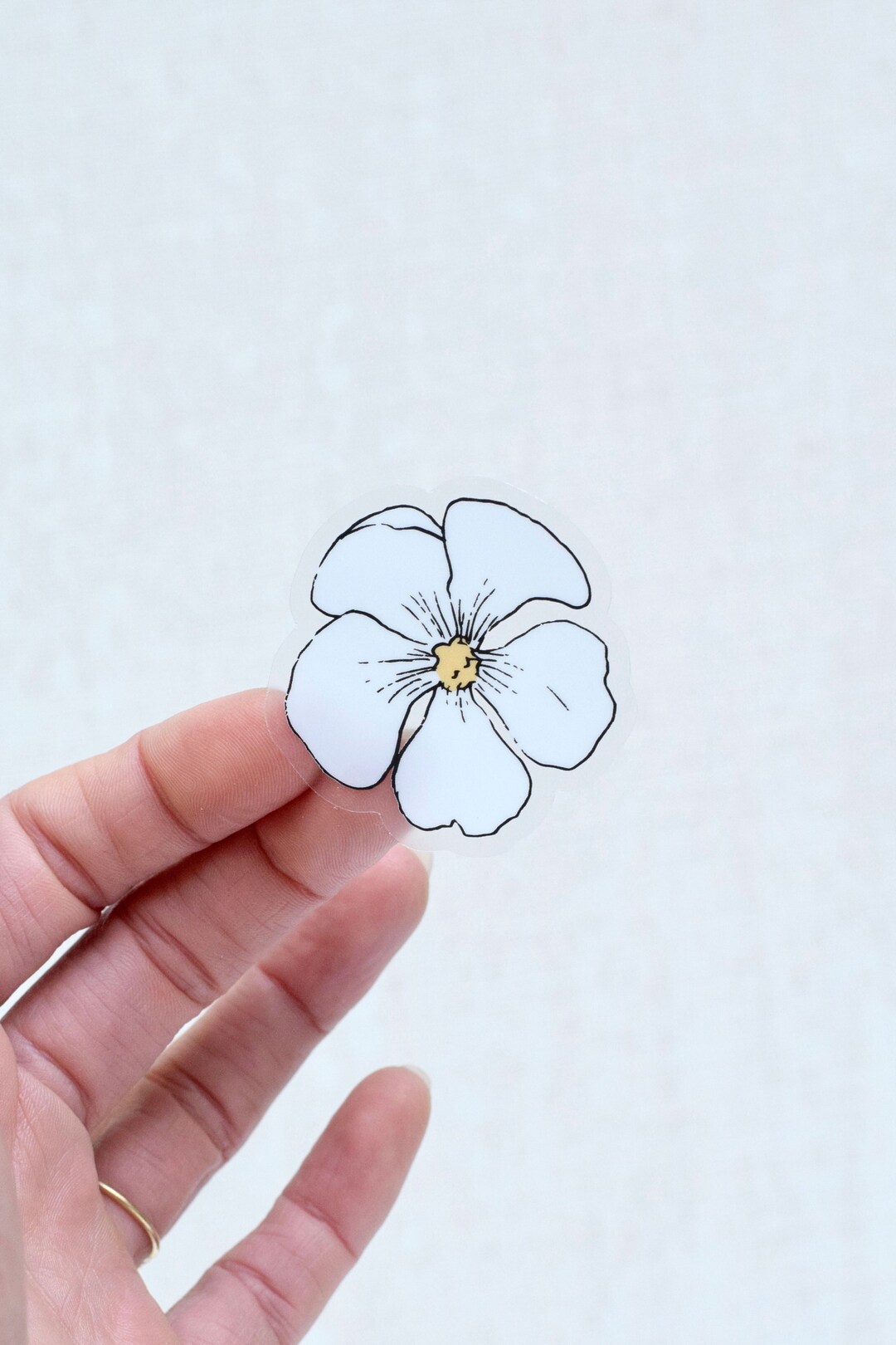Delicate Lil' White Flower Sticker | Clear Vinyl Sticker | Laptop ...