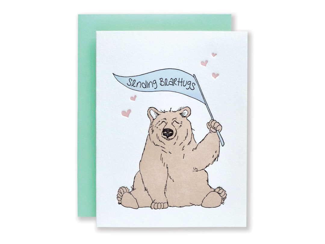 Sending Bear Hugs Letterpress Card | Sympathy Greeting Card - Etsy
