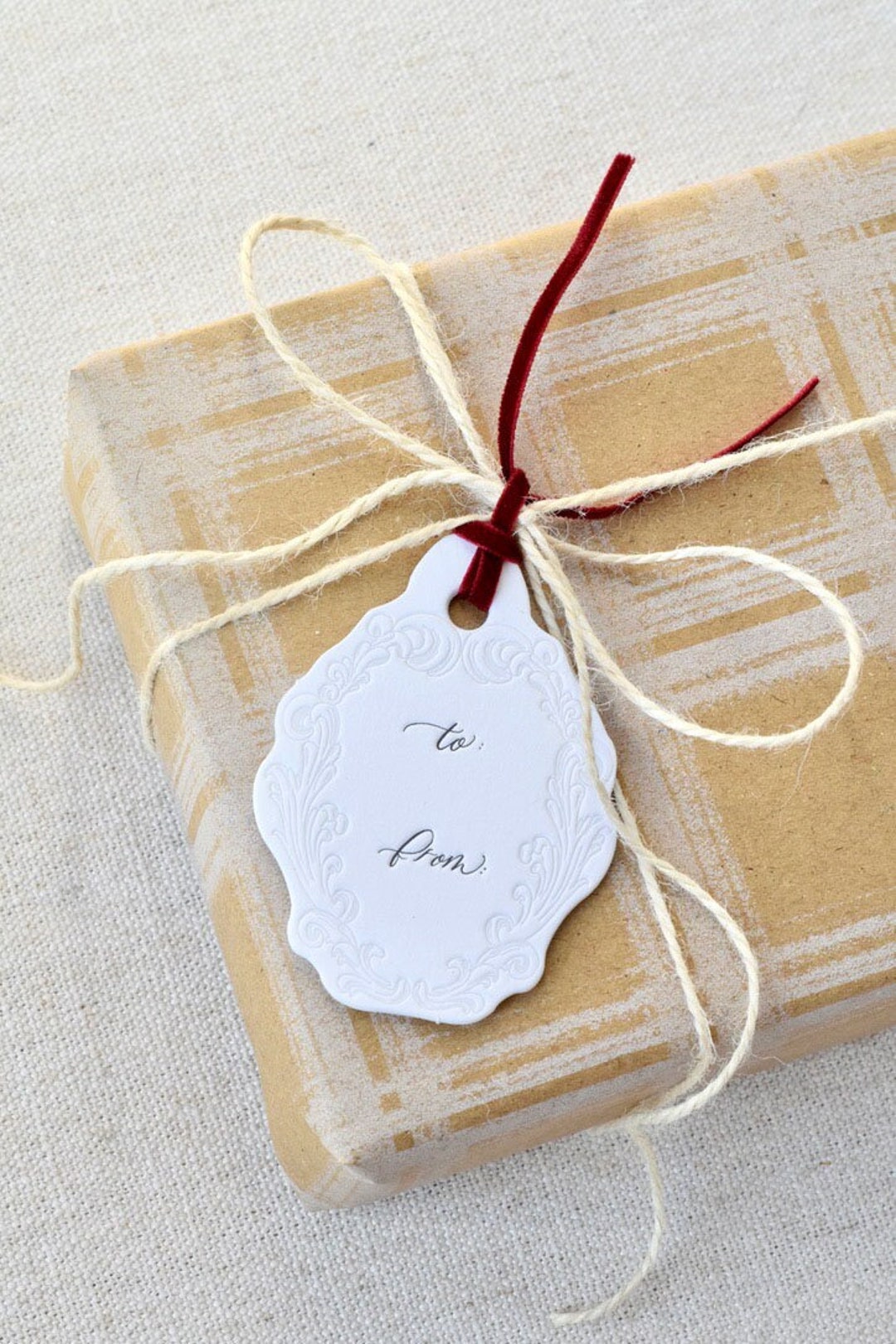 Oval Letterpress Gift Tags | Baroque Vintage Crest | Set of 6 - Etsy
