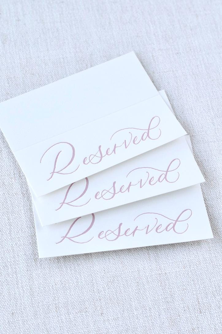 Vintage Blush Letterpress Reserved Sign | Set of 8 | for Wedding and ...