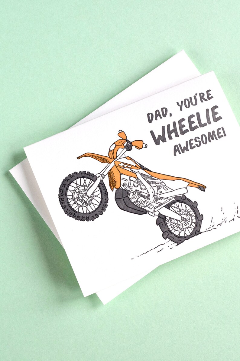 Dirt Bike Father's Day Letterpress Card | Dad, You're Wheelie Awesome ...