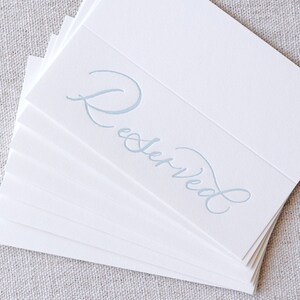 Antique Blue Letterpress Reserved Sign | Set of 8 | for Wedding and ...