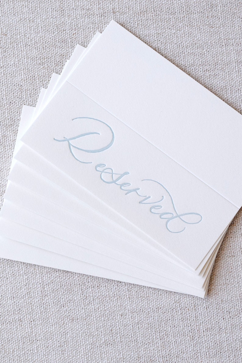 Antique Blue Letterpress Reserved Sign Set of 8 for - Etsy