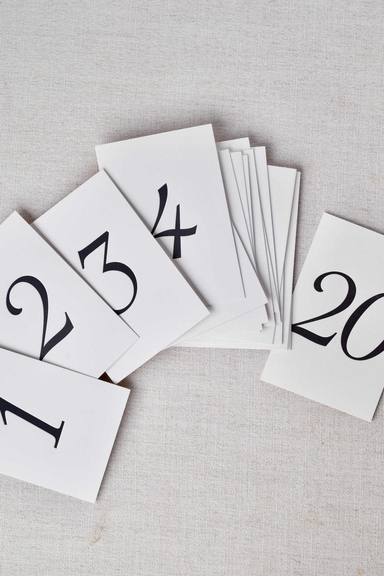 Classic Black Letterpress Table Numbers | Set of 20 or 30 Cards - Etsy