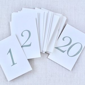 Sage Green Letterpress Table Numbers | Set of 20 or 30 Cards - Etsy