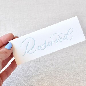 Antique Blue Letterpress Reserved Sign | Set of 8 | for Wedding and ...