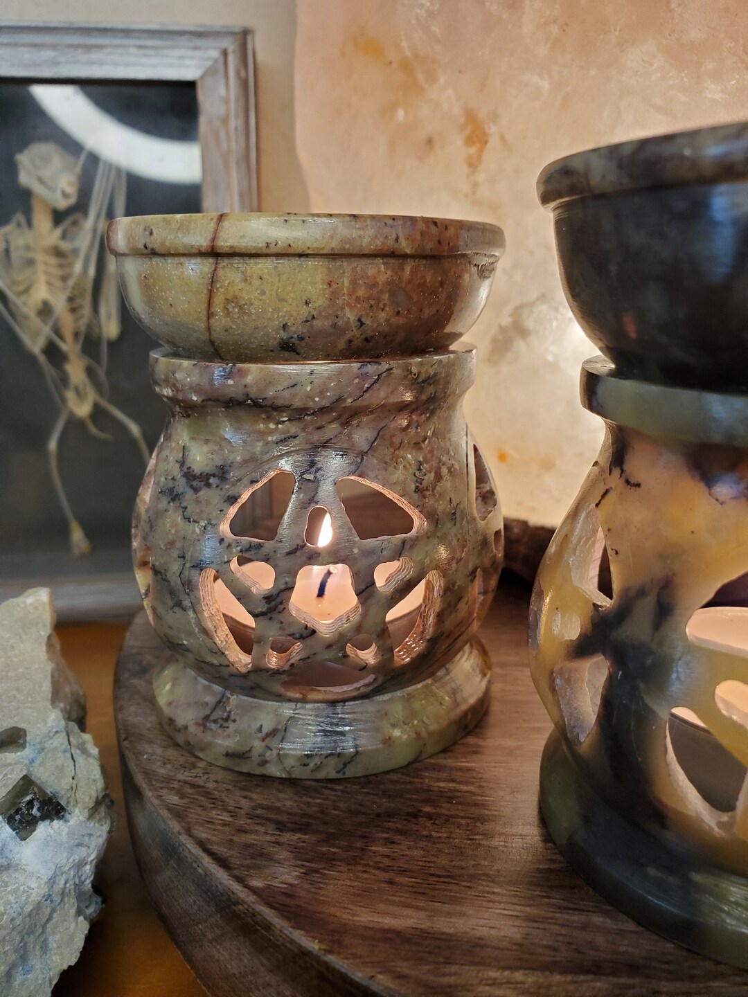 Pentacle Oil Burner/ Pentagram/ Soapstone Oil Burner/ Aromatherapy ...