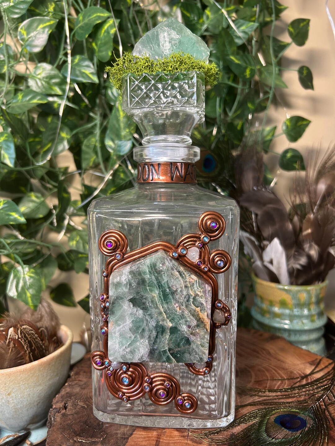 Green Flourite Moon Water Jar/ Altar Jar/ Moon Ritual/ Moon Water/ Gift ...