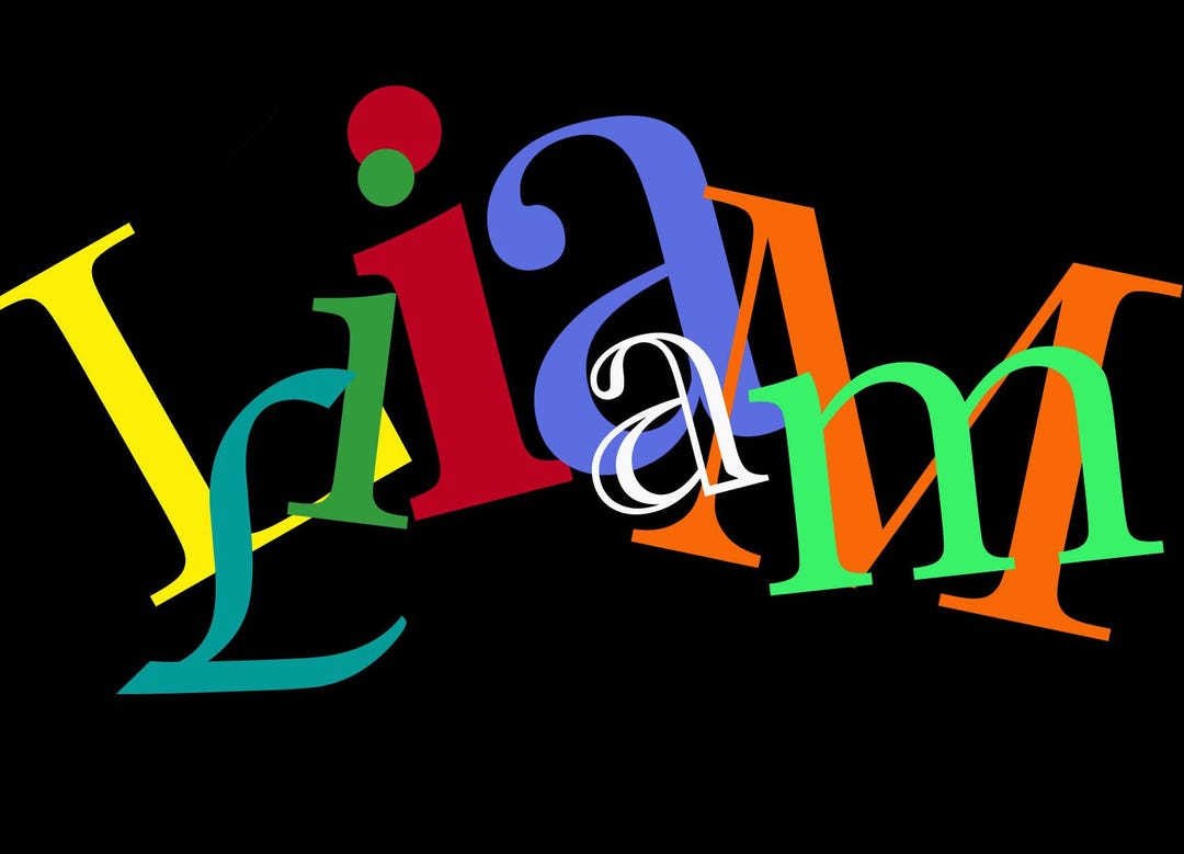 Liam -black Background, Playful Digital Monogram - Etsy