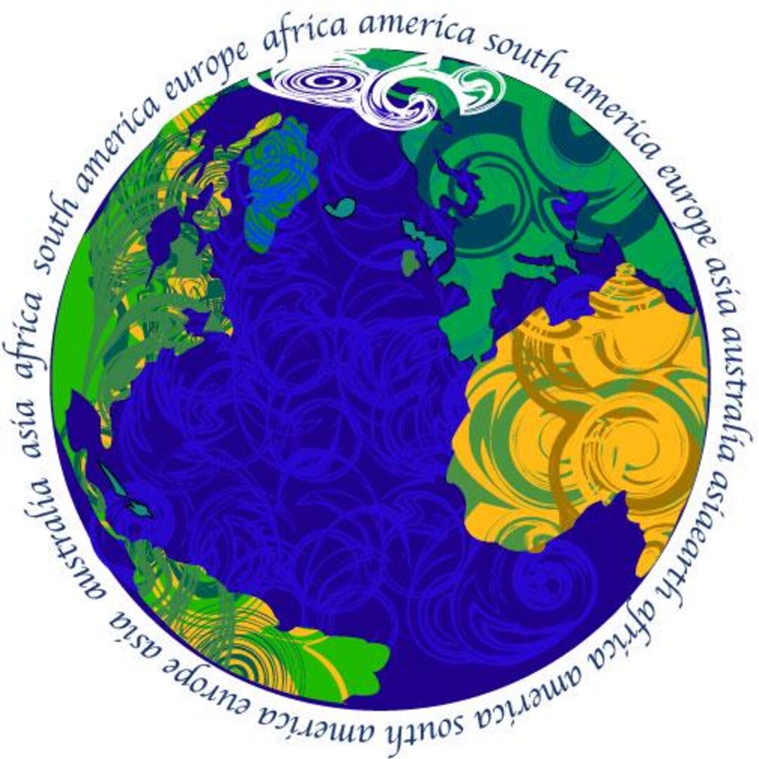 Earth - With Continents in Text - Etsy