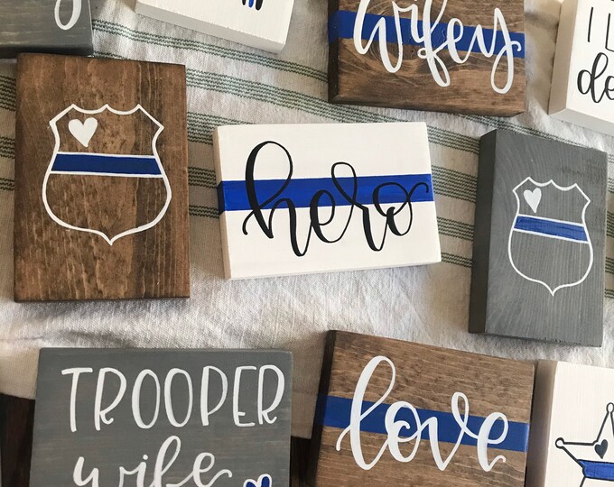 Thin Blue Line Mini Wood Blocks Love My Trooper Love My Deputy Support ...