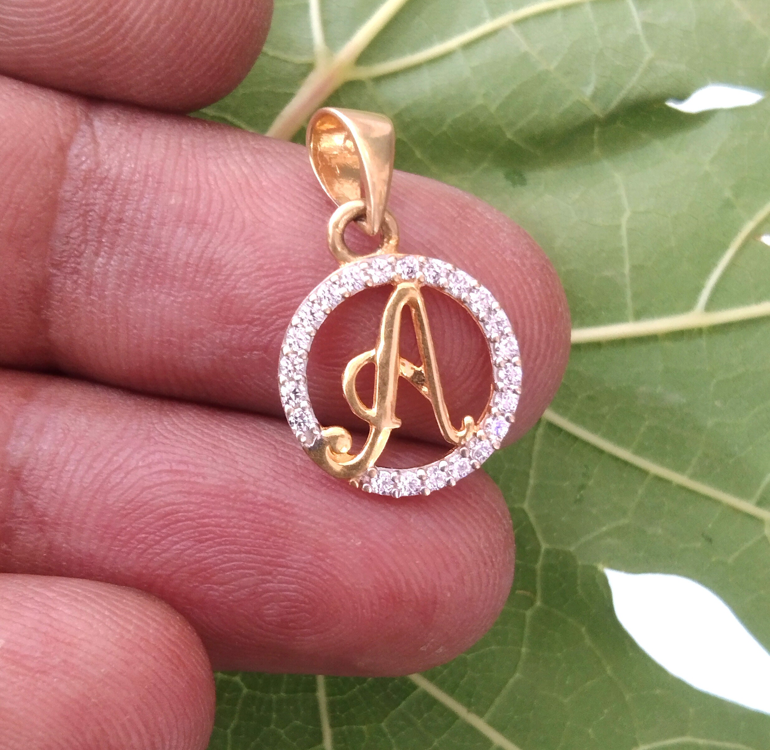 22k Old English Alphabet Pendant, Solid Gold Letter Charm Necklace ...