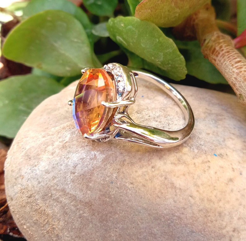SUNSET ORANGE Topaz Ring-orange Mystique Topaz Ring Turkish - Etsy