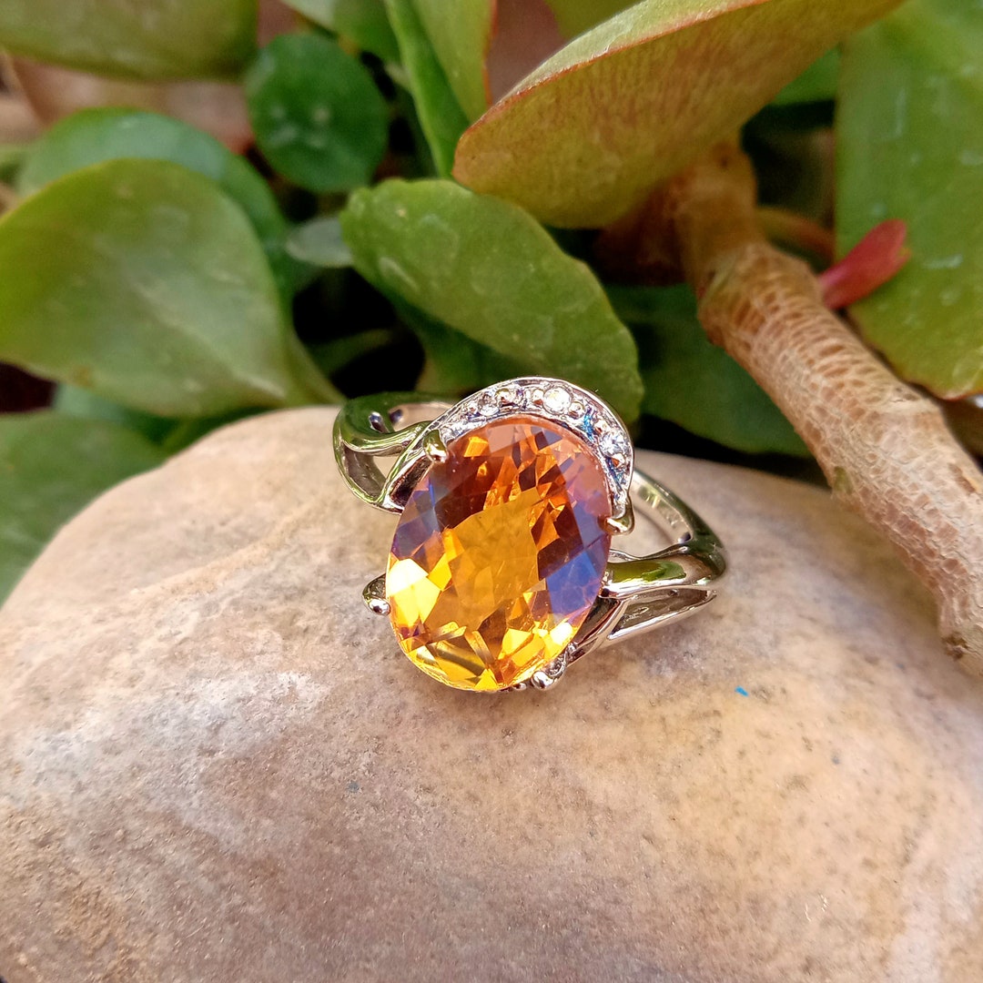SUNSET ORANGE Topaz Ring-orange Mystique Topaz Ring Turkish Handmade ...