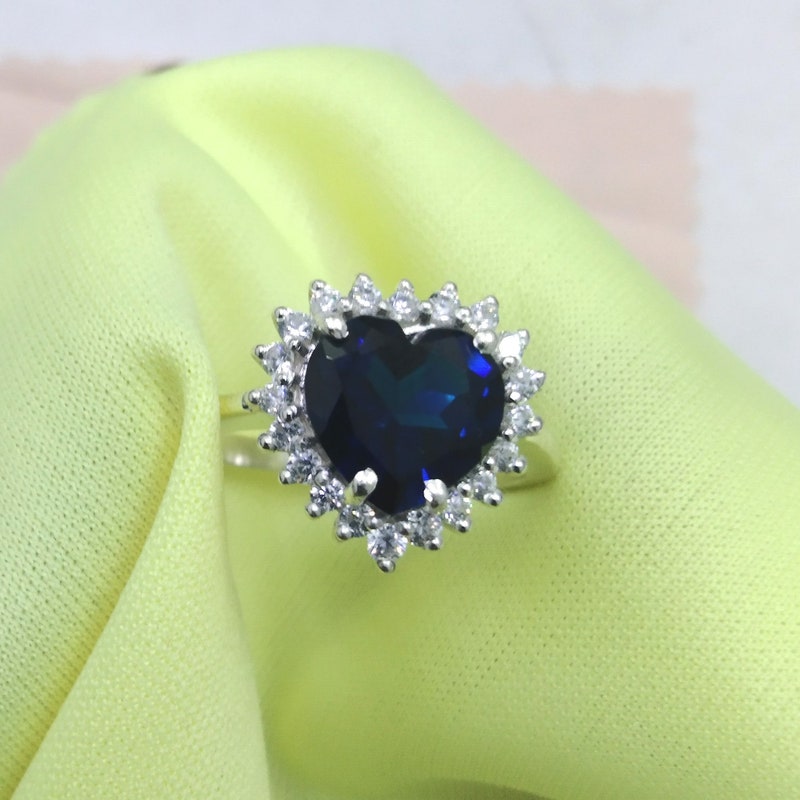 Blue Heart Ring - Etsy