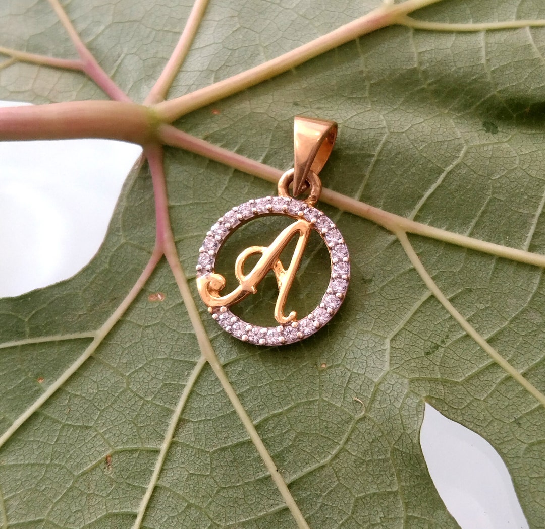 22k Old English Alphabet Pendant, Solid Gold Letter Charm Necklace ...