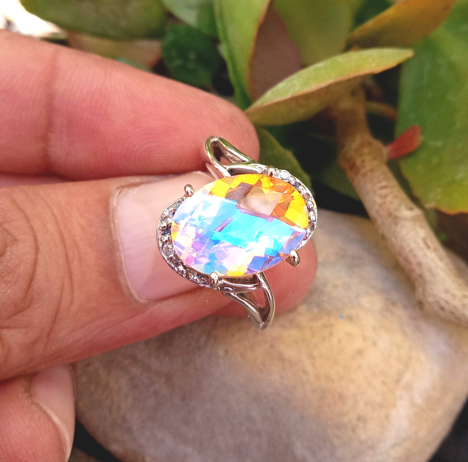 SUNSET ORANGE Topaz Ring-orange Mystique Topaz Ring Turkish - Etsy