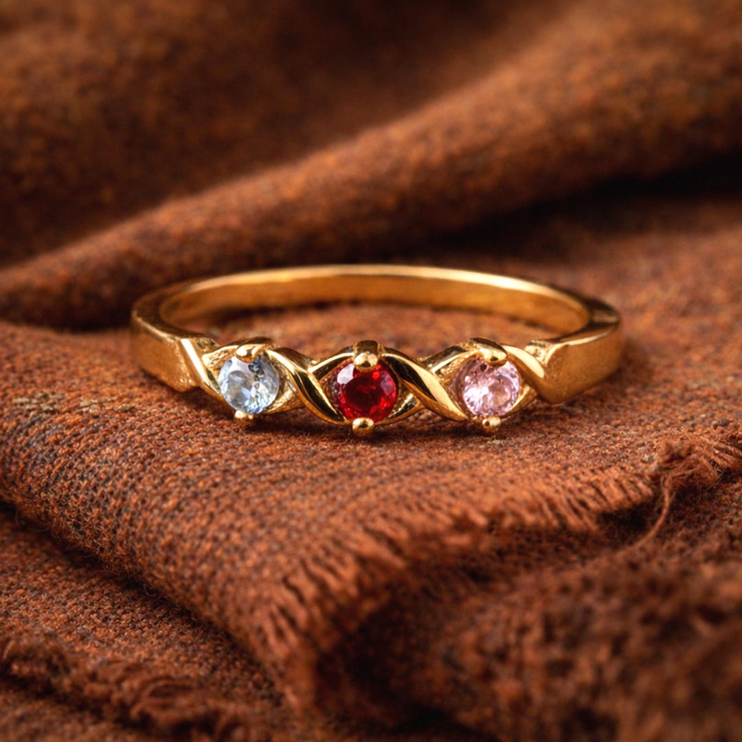 Handmade Custom 3 Stone Family Tree Ring | Pick Your Own Gemstones ...