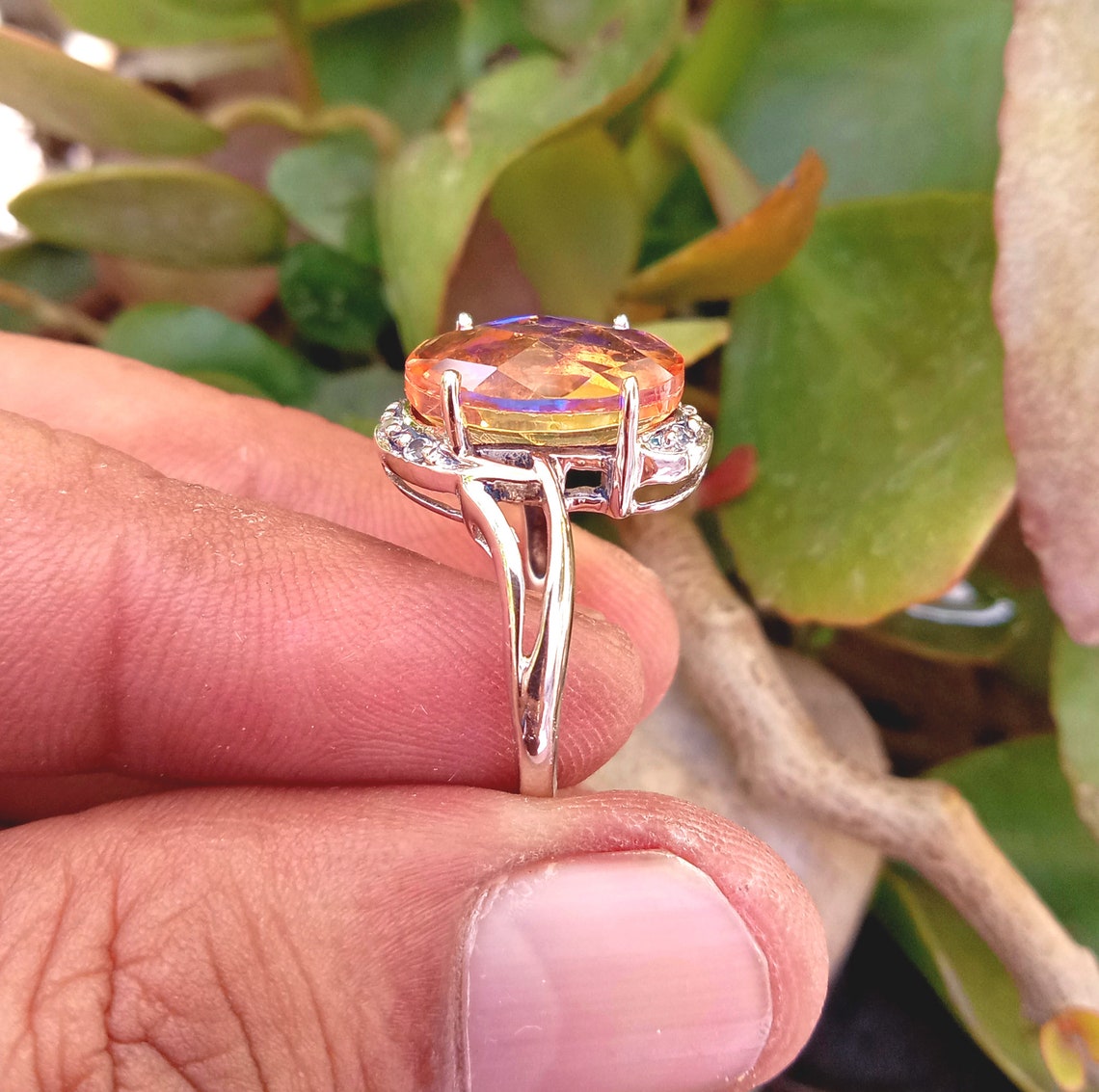 SUNSET ORANGE Topaz Ring-orange Mystique Topaz Ring Turkish - Etsy