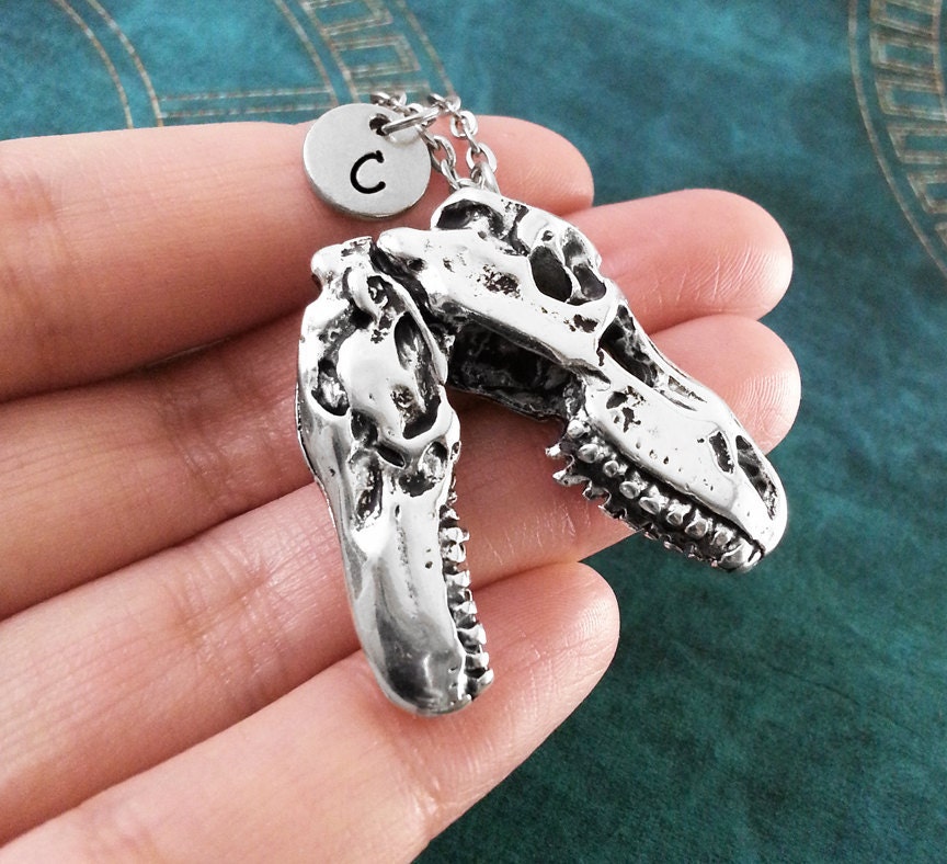 Dinosaur Necklace LARGE T-rex Necklace Dinosaur Skull Charm | Etsy