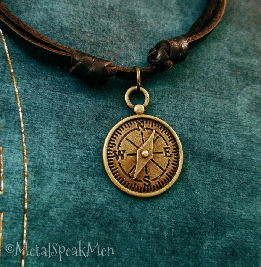 Compass Necklace SMALL Bronze Compass Charm Necklace Long | Etsy