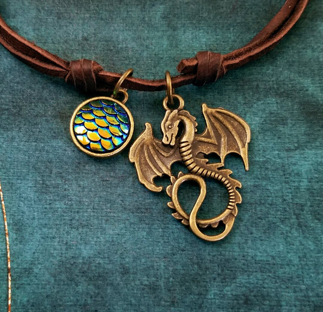 Dragon Collier Dragon Charm Collier Dragon Bijoux Balances Collier Cuir ...