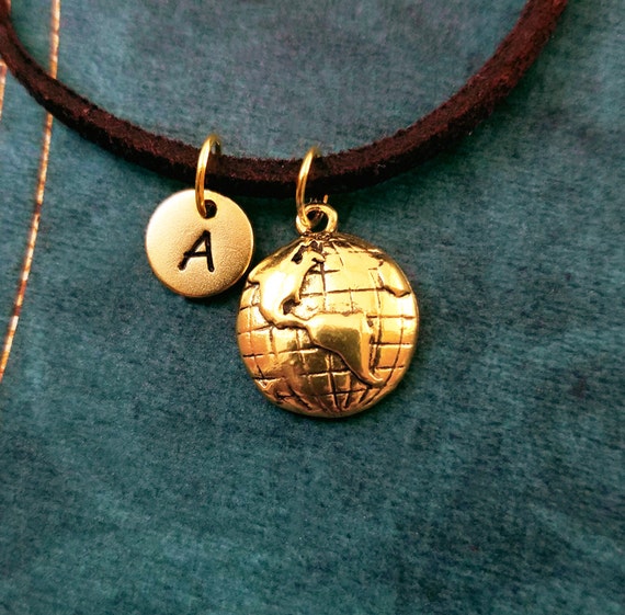 Globe Necklace Earth Jewelry Earth Necklace Travel Gift Charm | Etsy