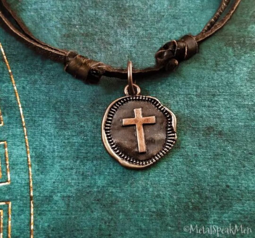 Cross Necklace SMALL Copper Cross Coin Charm Wax Seal Necklace Gift ...