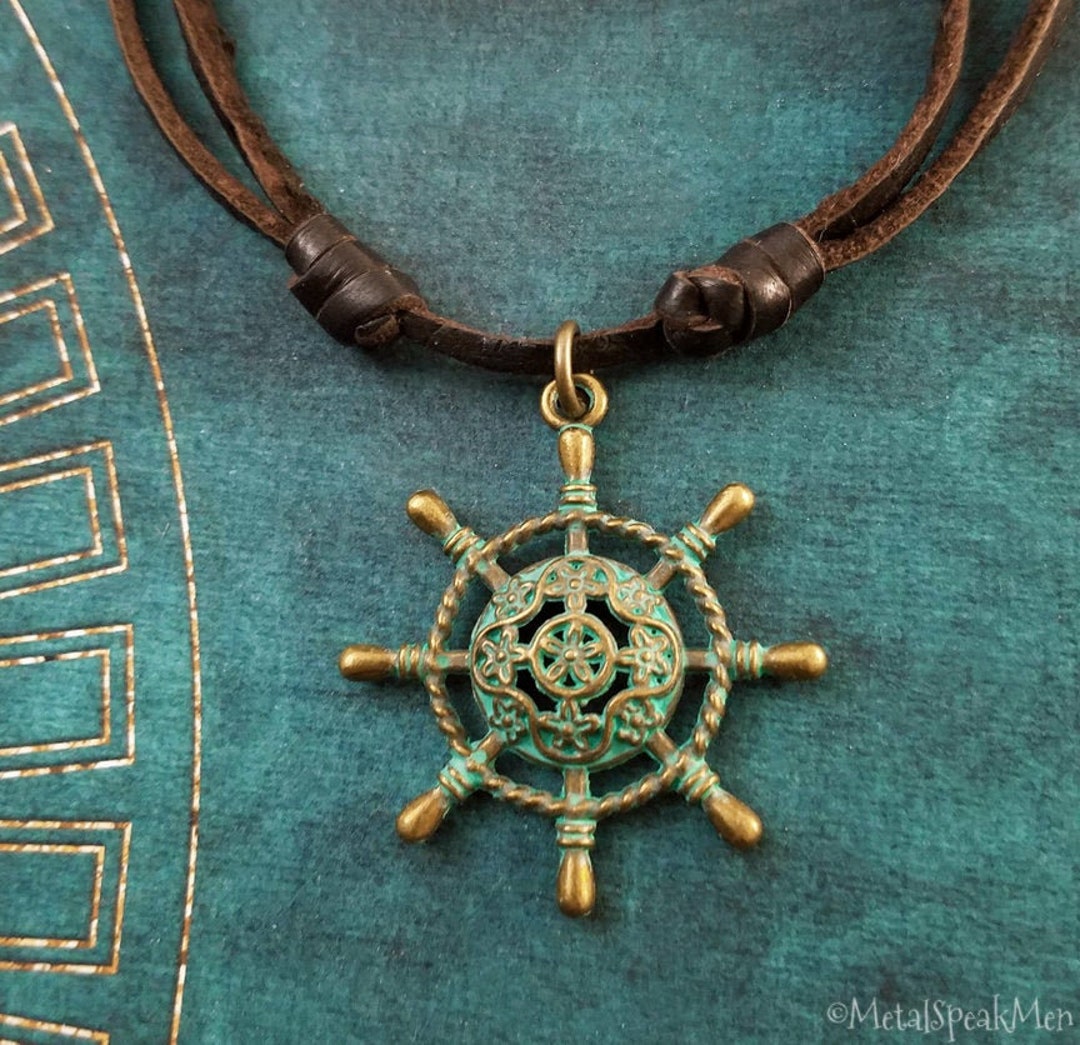 Ship Wheel Necklace Nautical Jewelry Ship Jewelry Helm Necklace Charm ...