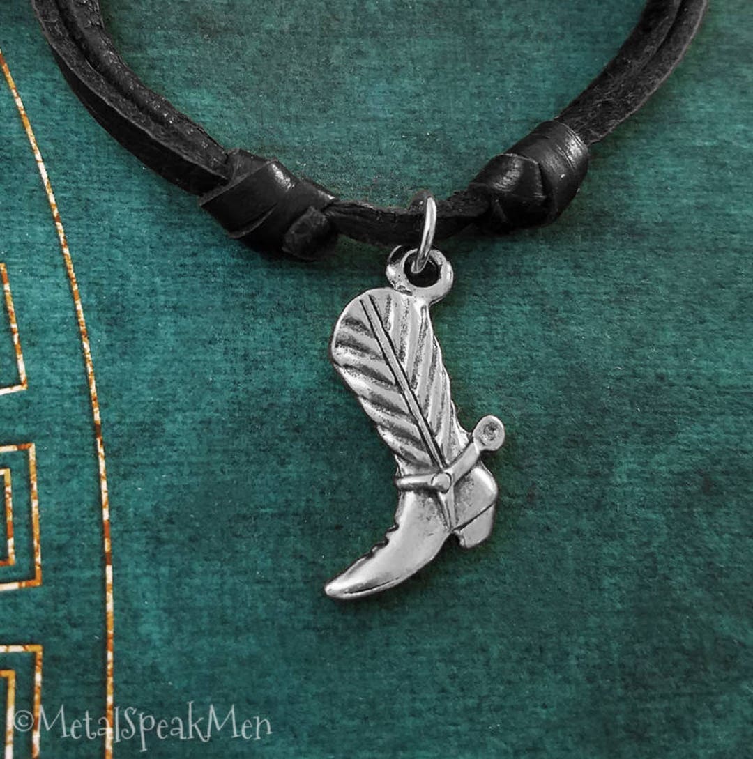 Cowboy Boot Collier Cowboy Bijoux Boho Bijoux Mari Cadeau Charme Cuir ...