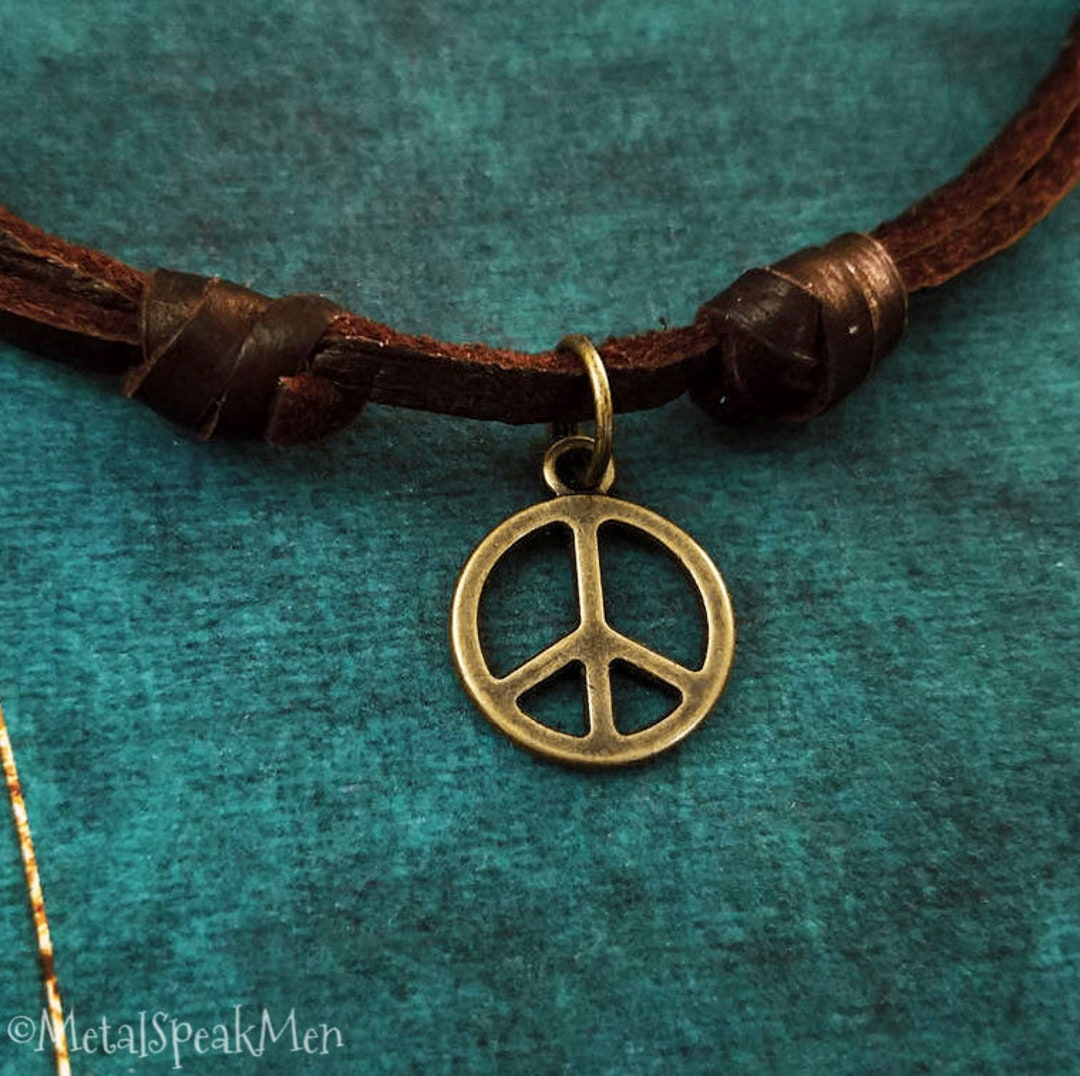 Peace Sign Necklace VERY SMALL Peace Sign Charm Necklace Hippie Gift ...